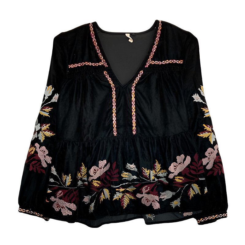 bata em veludo bordada - Atemporal Estilo e História