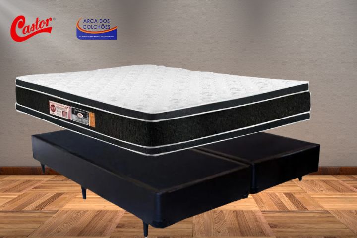 Colchão King Castor Black e Whith Air D33 Castor + Base Box King DF ...