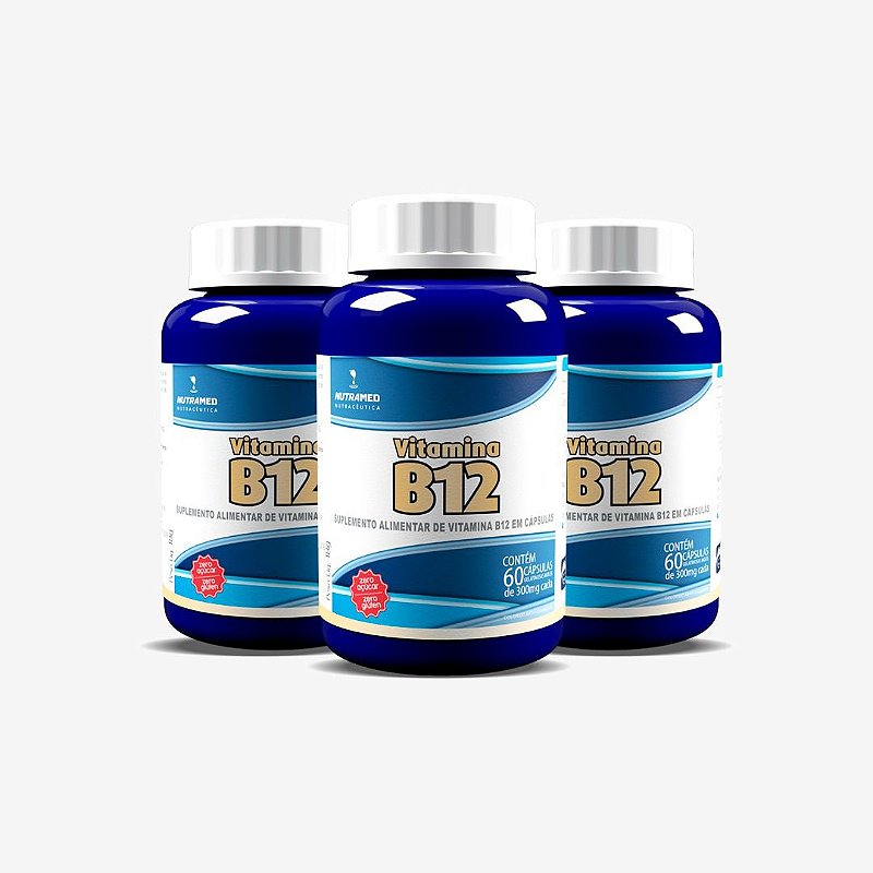Vitamina B12 - 60 Cápsulas - Kit 3 unidades - Nutramed Nutracêutica