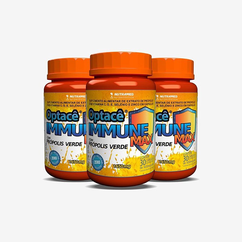 Optacê Immune Max (Vit. C + D + E + Selênio + Zinco + Própolis)-Kit 3 ...
