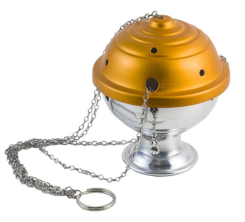 TURIBULO ALUMINIO - DOURADO FOSCO - MILAGROS INCENSOS LTDA