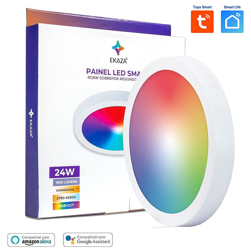 Plafon Inteligente Wifi de Sobrepor Redondo de 24w RGB+CCT Tuya Ekaza ...