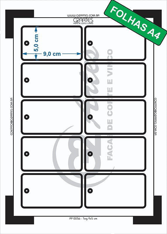 PP 0056 - Tag 9x5 cm - G2 Artes - Facas corte e vinco