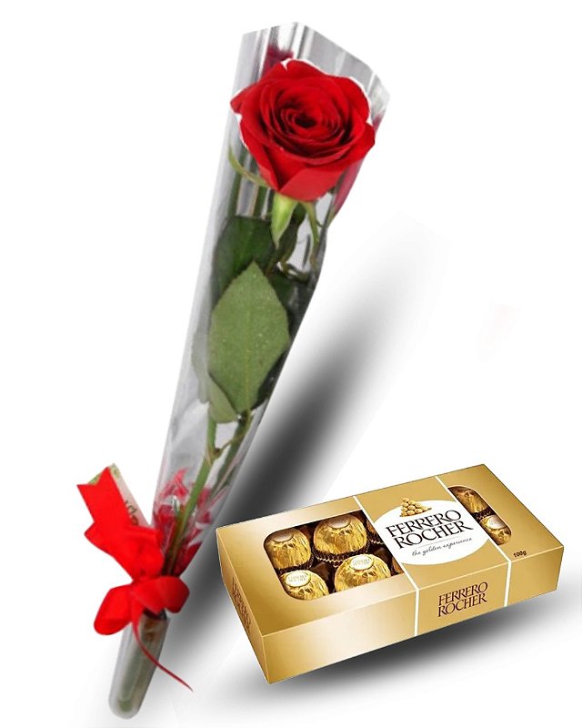 Rosa Com Chocolate - Divinas Cestas