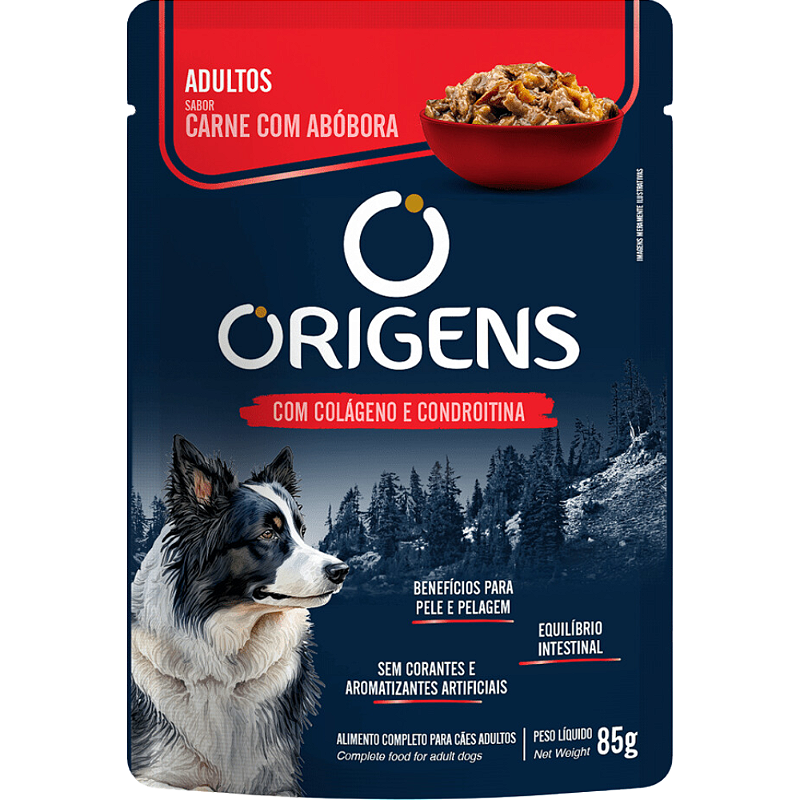 Sachê Origens Para Cães Adultos Sabor Carne com Abóbora - 85 g - Loja ...