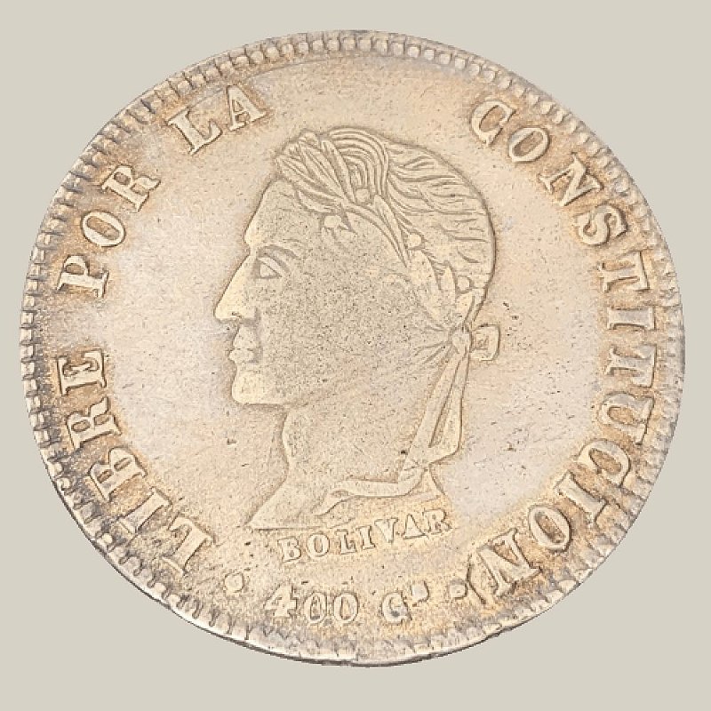 Moeda de Prata de 8 Soles, Bolívia, 1861 FJ, Pres. José Maria Valiente ...