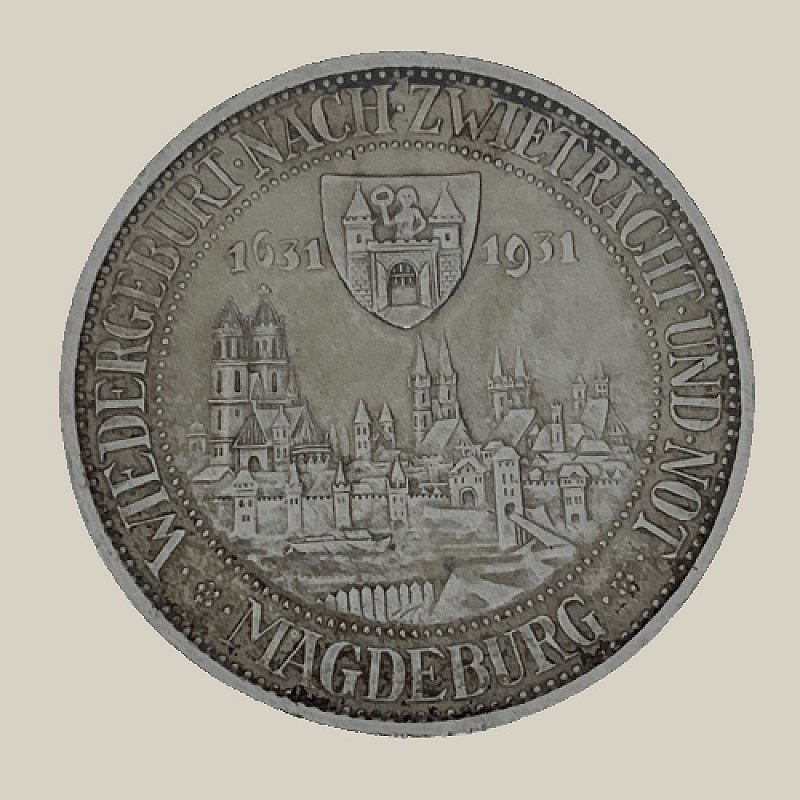 Moeda de Prata de 3 Reichsmark, Magdeburgo, República de Weimar, 1931A ...