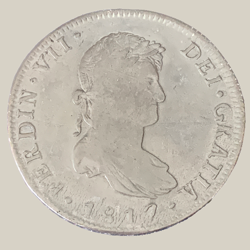 Moeda de Prata de 8 Reales - México - Ano: 1817 - Rei Fernando VII ...
