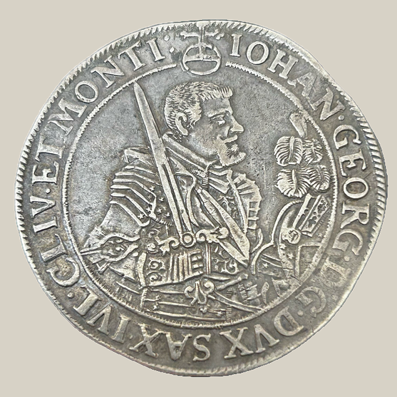 Moeda de Prata de 1 Thaler, Saxônia - Ano: 1646 - John George I - Moeda ...
