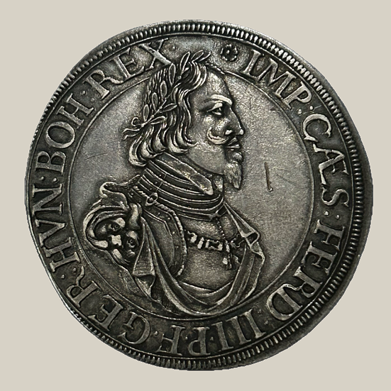 Moeda de Prata de 1 Thaler - Augsburg - Ano: 1642 - Ferdinand III ...