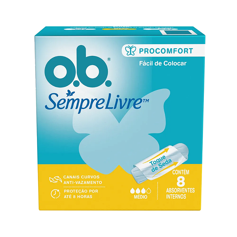 Absorvente Interno OB Médio 8 Unidades - Drogalife