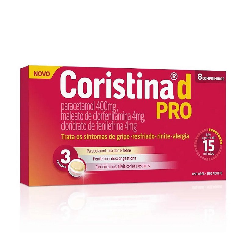 Coristina D PRO com 8 Comprimidos - Drogalife