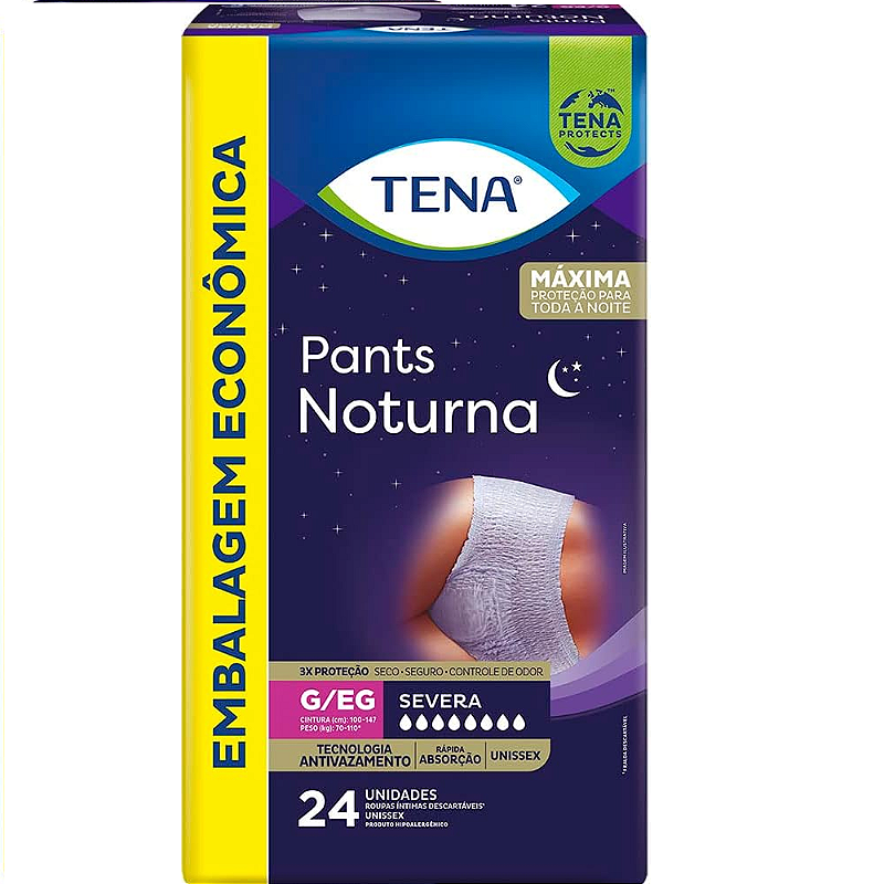 Tena Pants Noturna, Roupa Íntima para Incontinência Urinária G/EG 24 ...
