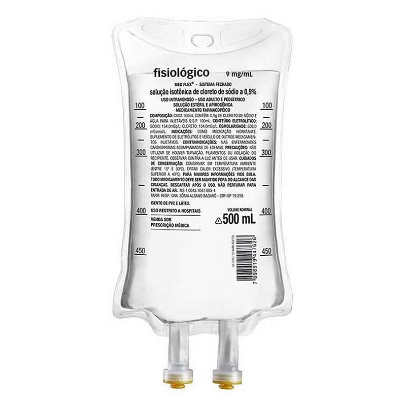 Soro Fisiológico 0,9% 500 mL - Azul Pet