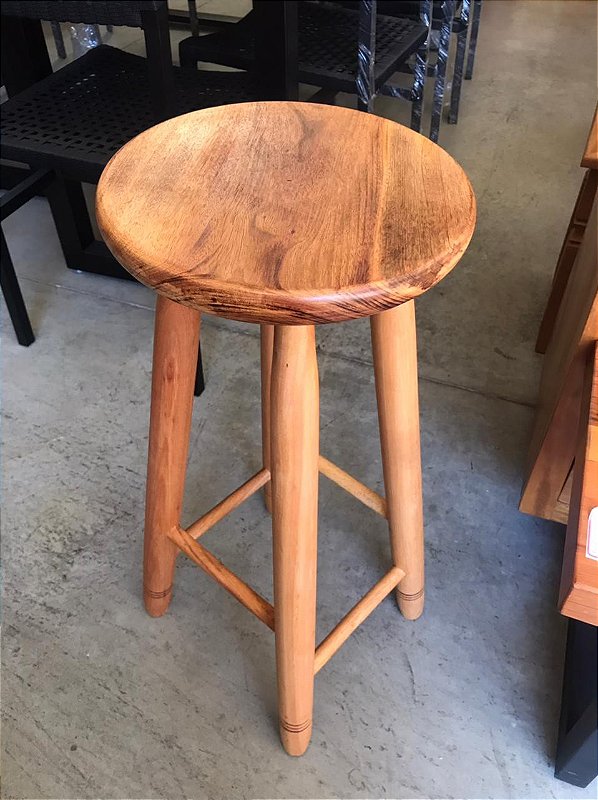 Banqueta redonda bistrô madeira - Mafuá Móveis Rústicos
