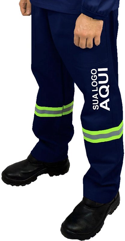 Kit 28 Calça em Brim Pesado Cargo Com Faixa Refletiva Personalizada ...