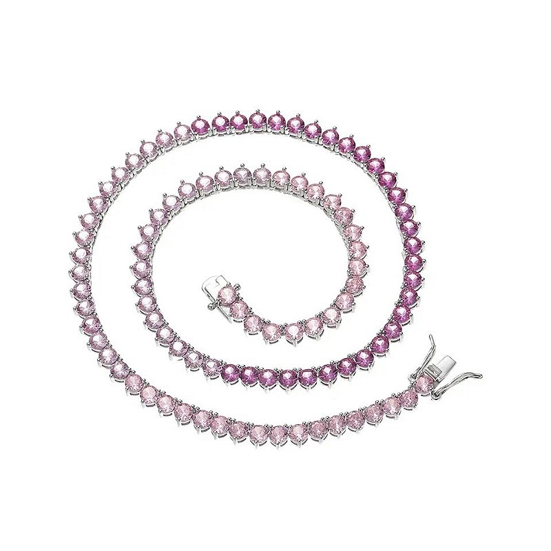Colar Riviera Três Pontas Pink Degradê - Lift Joias