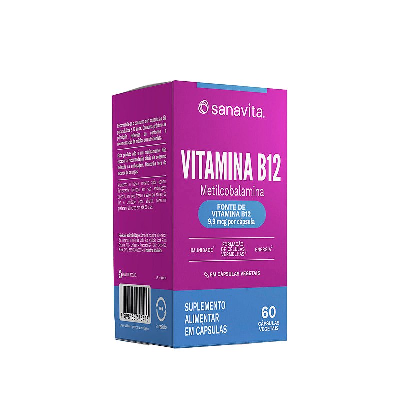 Vitamina B12 - 60 Cápsulas - Sanavita - MUV Suplementos