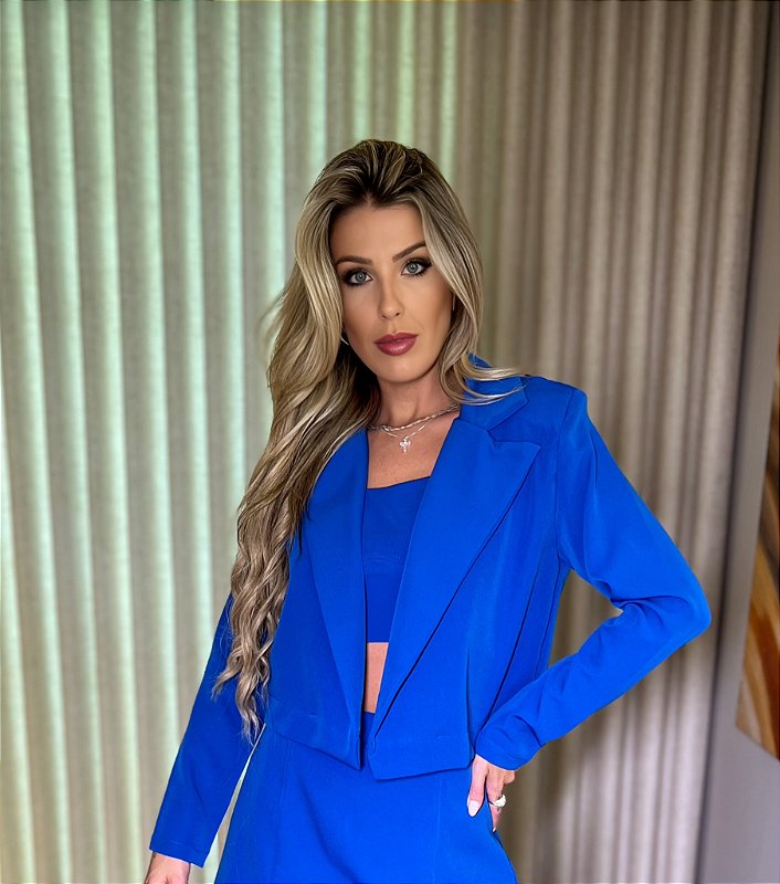blazer azul elegante alfaiataria comfy inverno - Mariah Store