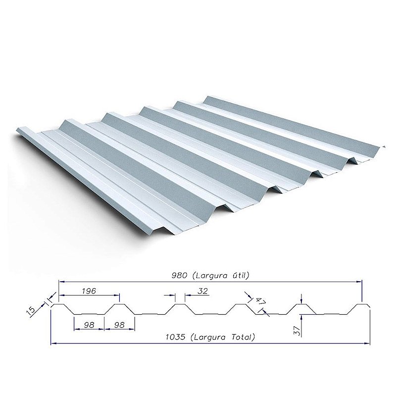 Telha Galvalume (TP-40 Trapezoidal) - Loja do Serralheiro da Penha