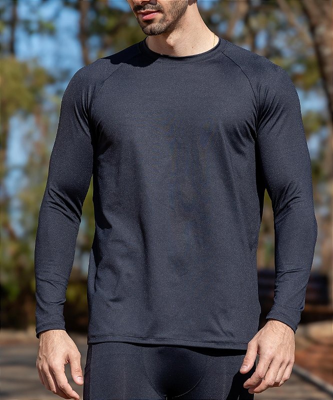 Camiseta Rashguard Raglan UV Preta - Lithe