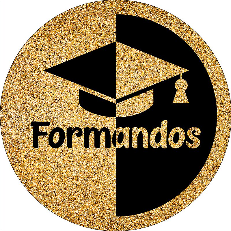 Painel De Festa Redondo 1,50x1,50 - Formandos Dourado e Preto 009 - Via ...