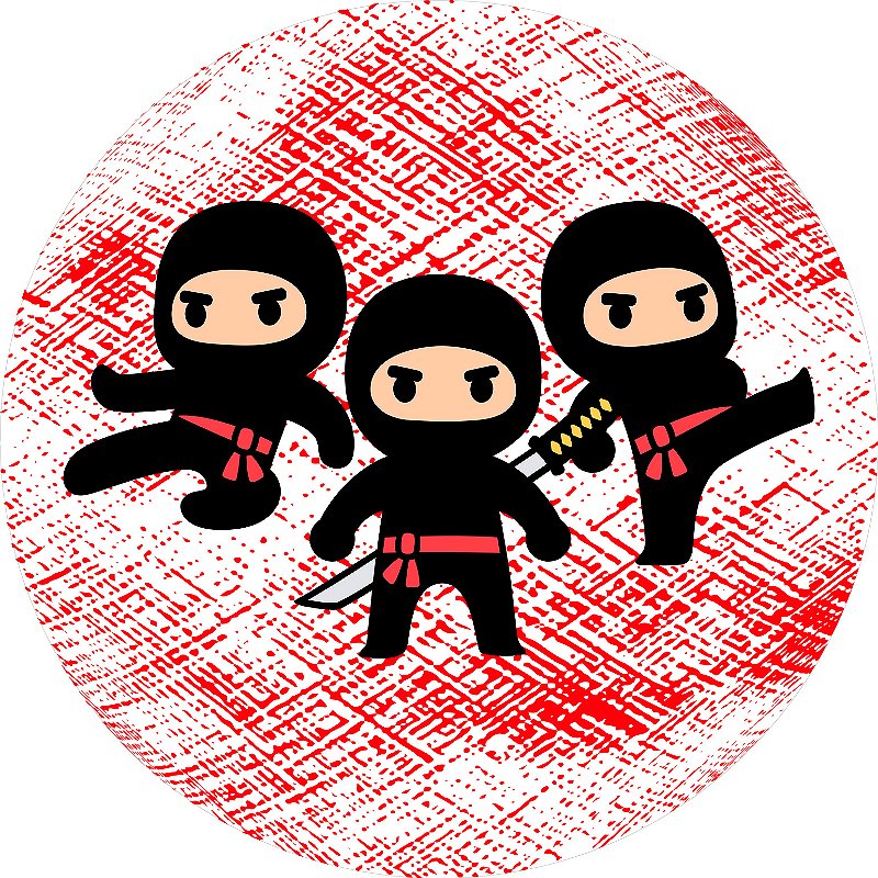 Painel De Festa Redondo 1,50x1,50 - Ninjas Cute 037 - Via Cores ...