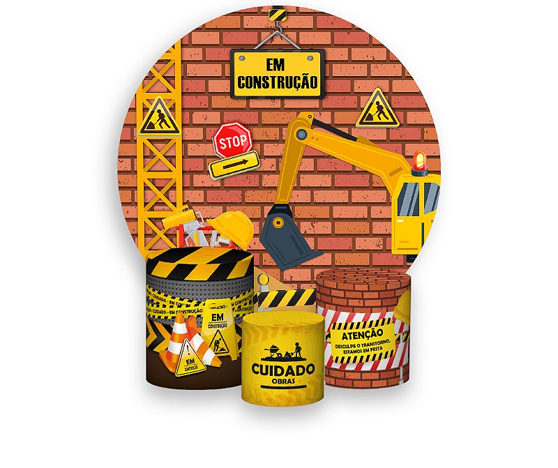 Painel De Festa Redondo 1,50 x 1,50 + Trio De Capas Cilindro ...