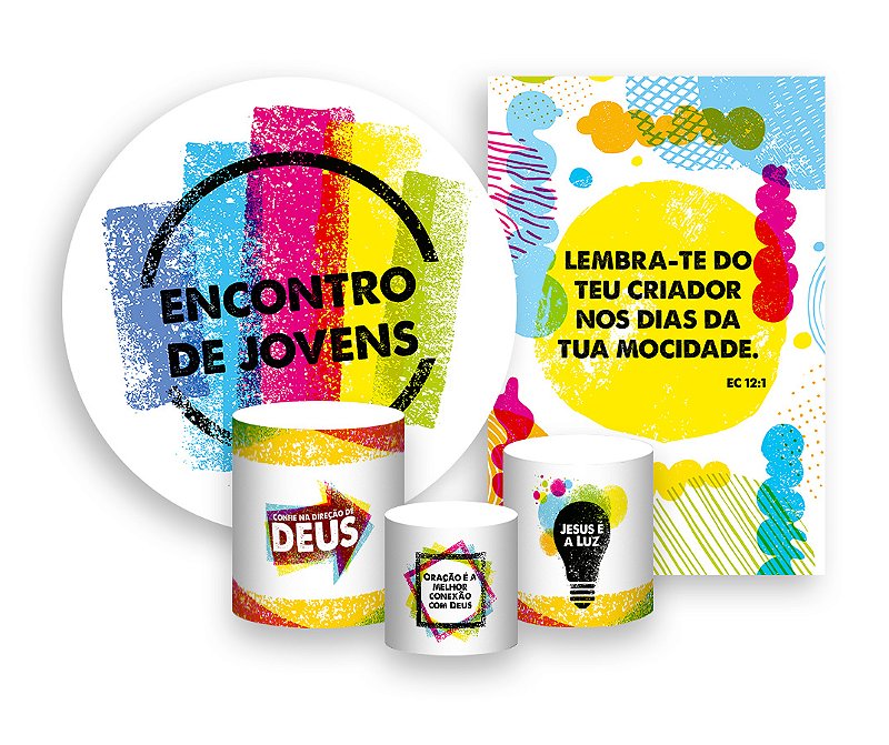 Kit 2 Painéis De Festa + Trio De Capas Cilindro - Encontro de Jovens ...