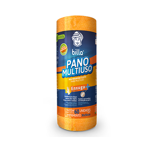 Pano multiuso Laranja p/ limpeza de superfícies 35g/m² Rolo c/ 60un ...
