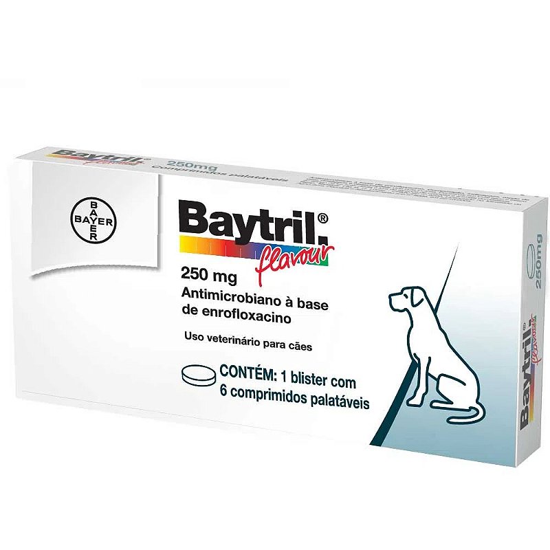 Antibiotico Baytril Elanco Flavour Cães E Gatos 250Mg 6 comprimidos ...