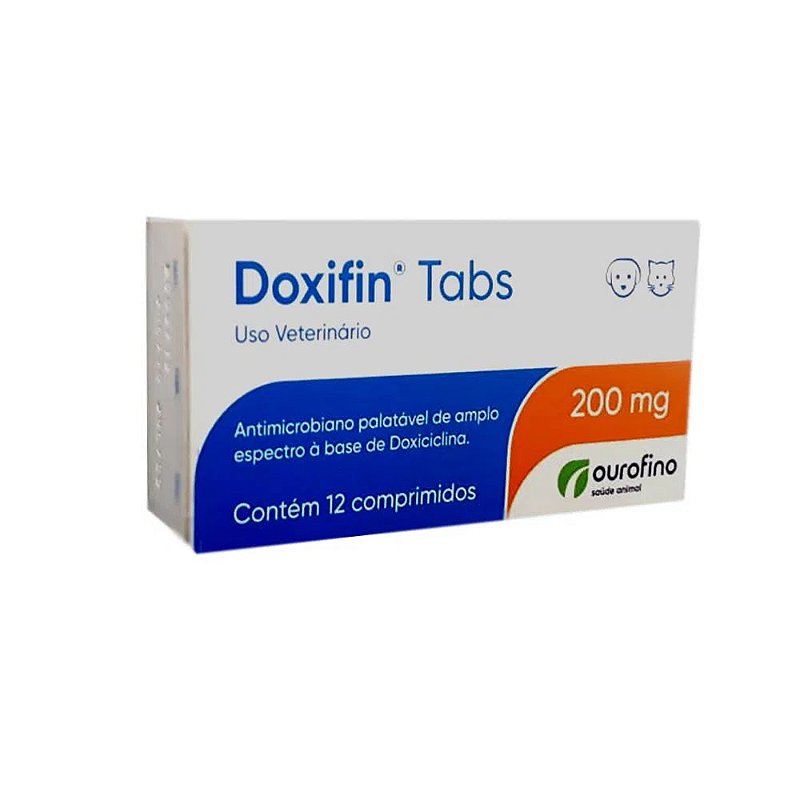 Antibiotico OuroFino Doxifin Tabs Cx 12 comp. 200mg - Center Shop do Animal