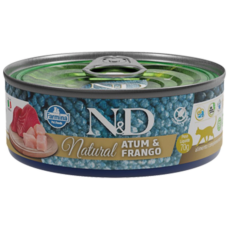 Alimento Úmido para Gatos N&D Natural Atum e Frango 70g - Mercado ...