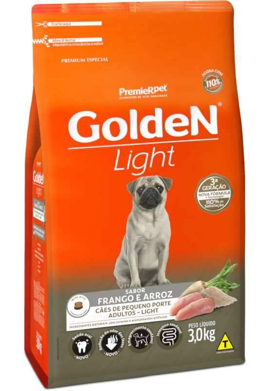 Ração para Cães Golden Fórmula Adulto Light Raças Pequenas sabor Frang ...