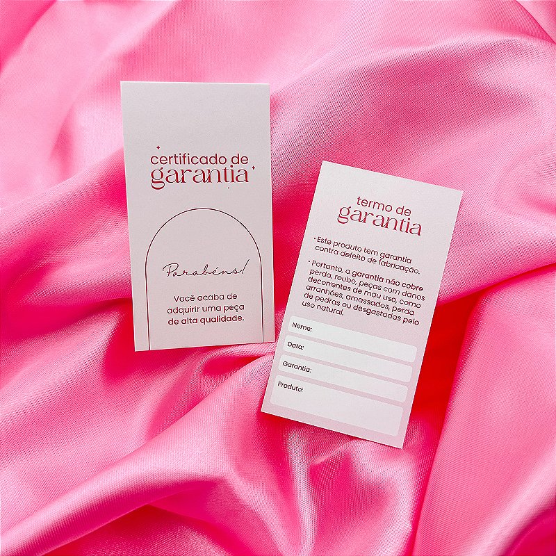 10un Cartão Garantia Acessórios - Modelo 2 Rosa - Luli Paper
