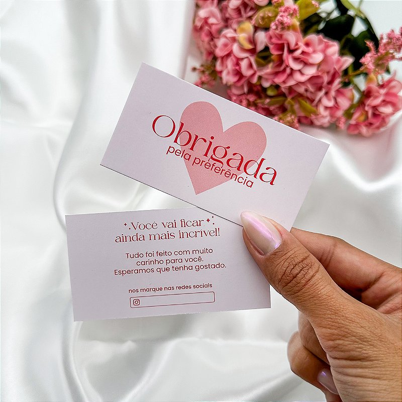 10un Cartão Agradecimento Rosa - Luli Paper