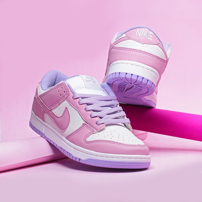 Kit 2 Pares Dunk Low Branco Preto + Branco Lilás - Duster shoes