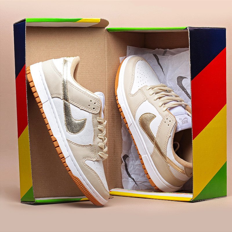 Kit 2 Pares Dunk Low Branco Preto + Branco Dourado - Duster shoes