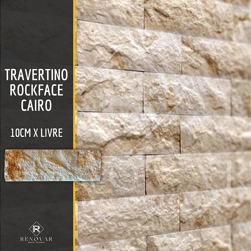 Travertino Rockface Cairo 10 cm × Livre - M² - Renovar Pedras Naturais