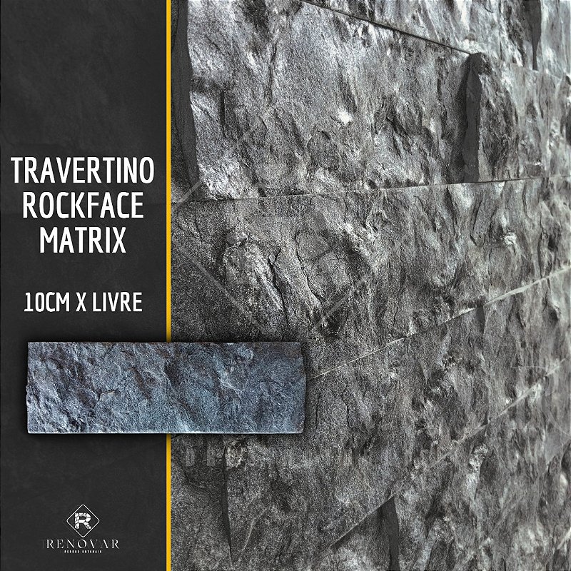 Travertino Rockface Matrix 10 cm × Livre - M² - Renovar Pedras Naturais
