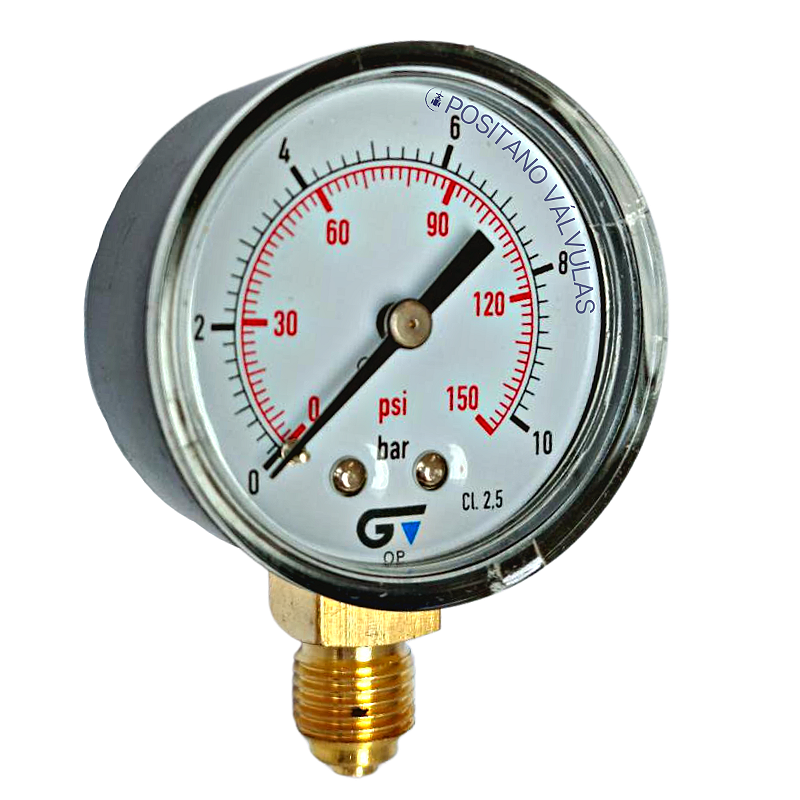 Manômetro DN 53- ABS - Seco - Vertical – BSP - Bar / Psi - Aços ...