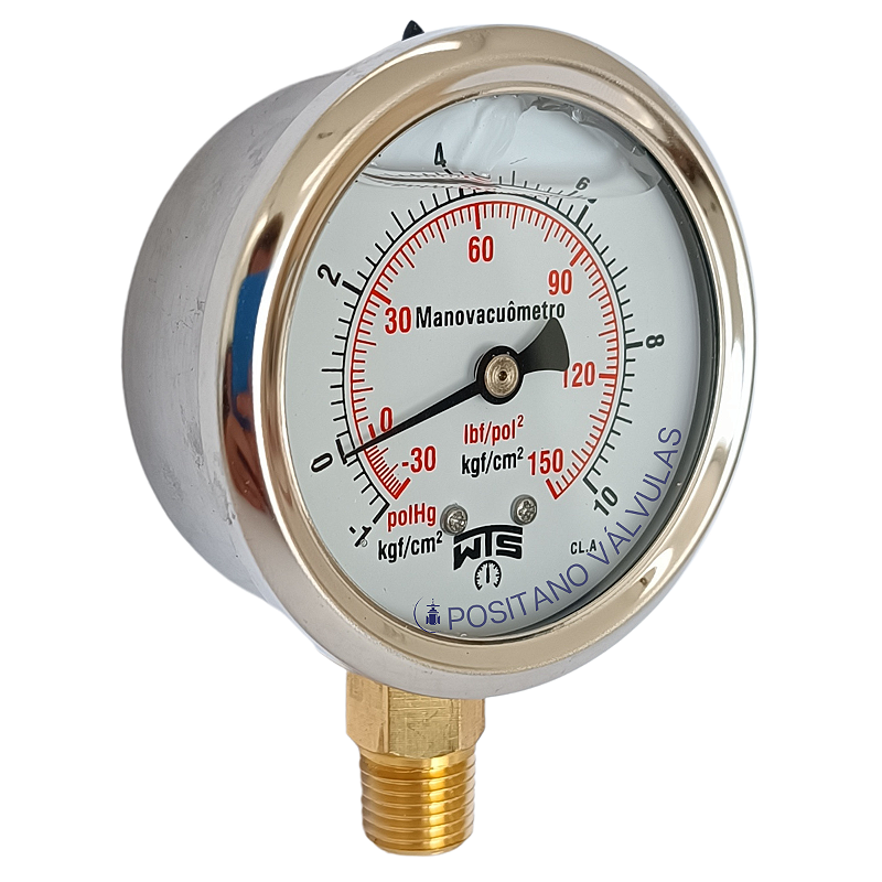 Manovacuômetro (63MM)-1 a 10 Kgf/cm² - Inox – Vertical - Winters - Aços ...