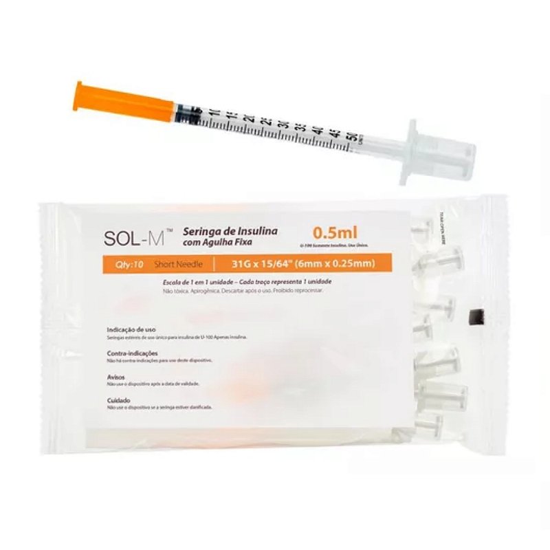 SERINGA INSULINA SOL-MILLENNIUM INS 05CC 6MM COM 10 - FarmaViver ...