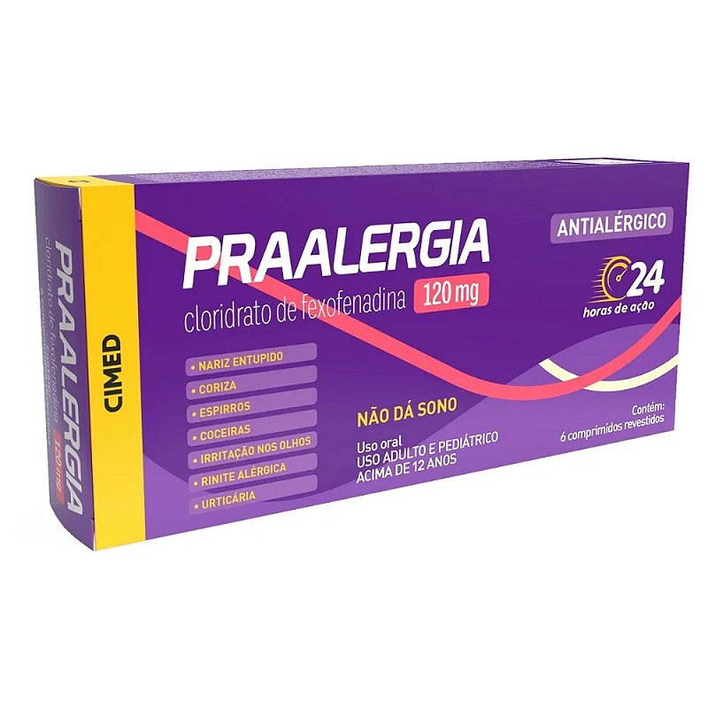PRAALERGIA 120MG 6CPR CIMED - FarmaViver - Farmácia Online 24 horas