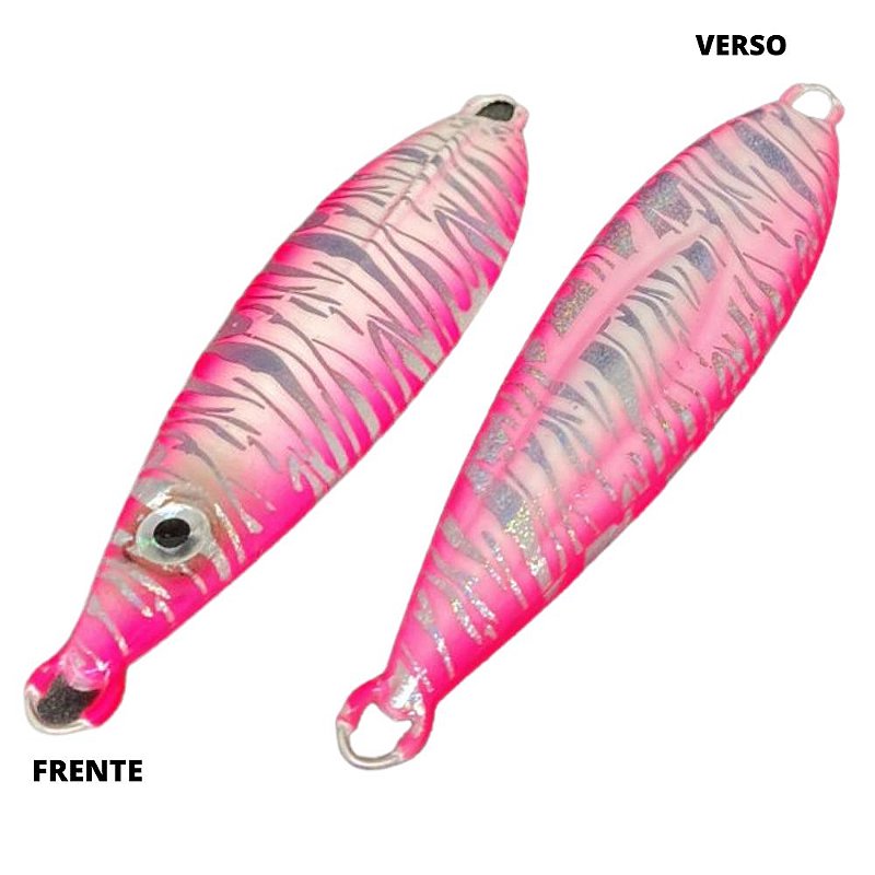 Isca Artificial Metal Jig Ieso 160g 13cm glow zebra laterias rosa - SCPesca