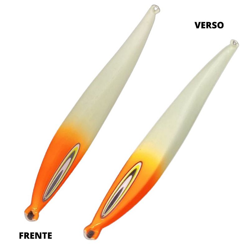Isca Artificial Metal Jig Lamina 140g 18cm cab. laranja corpo glow ...