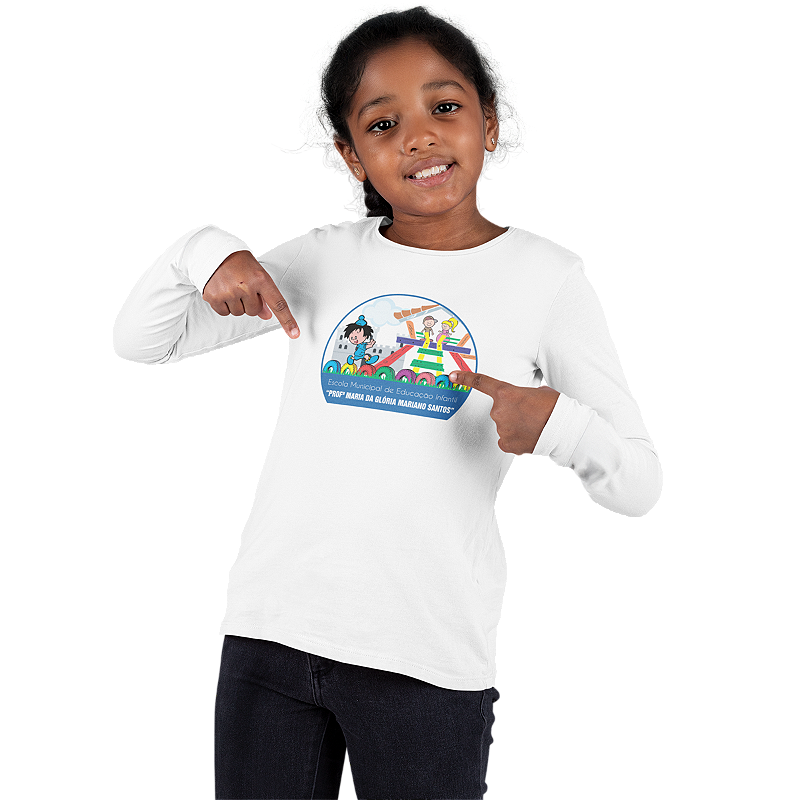 Camiseta Escolar Infantil 100% Poliéster Manga Longa - EMEI Profª Maria da Glória Mariano Santos ...