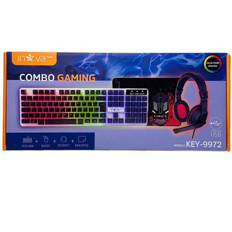 Kit Gamer Inova Teclado, Mouse, Headset e Mousepad KEY-9972 ...