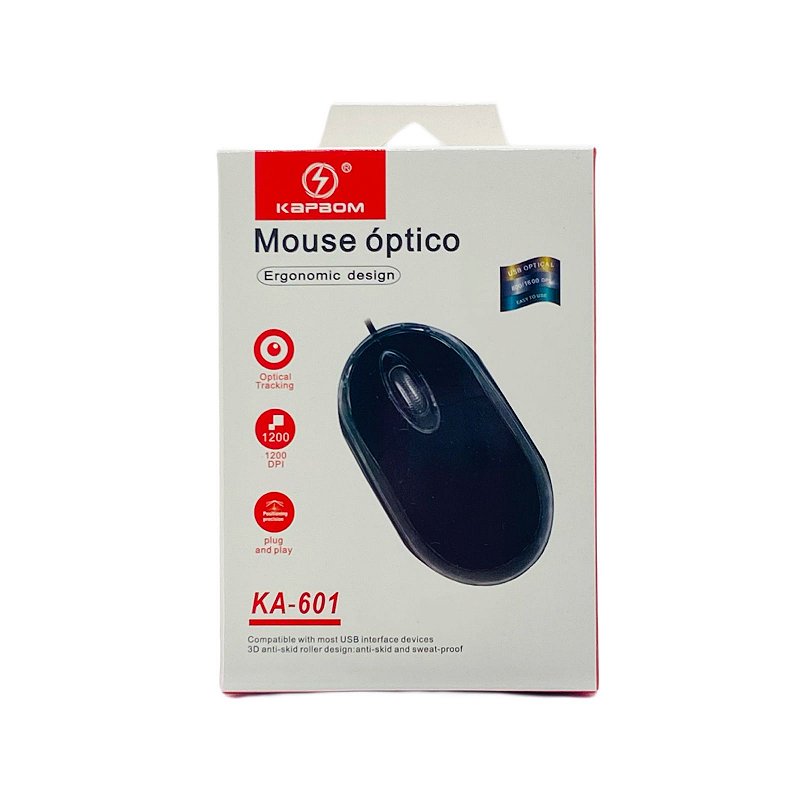 Mouse Kapbom Com Fio USB Preto KA-601 - Importados NAVI Atacado