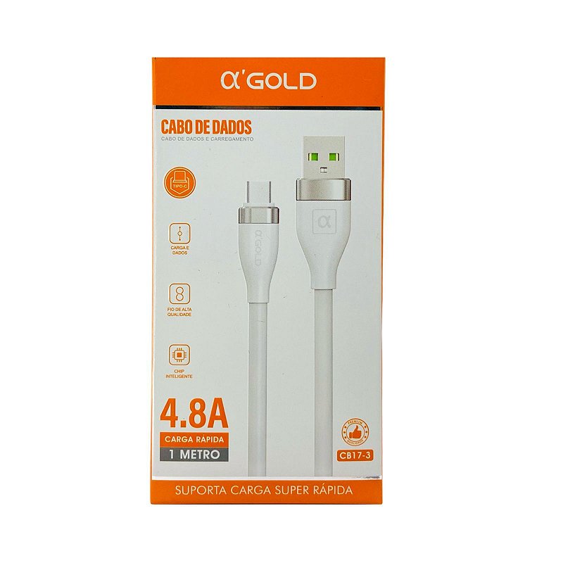 Cabo AlphaGold Tipo C 1.2 Metros CB10-3 - Importados NAVI Atacado Cabo AlphaGold Tipo C 1.2 Metros CB10-3 - Importados NAVI Atacado